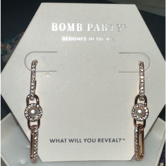 Bomb Party | Jewelry | Bomb Party Dangle Earrings And Rose Gold | Poshmark